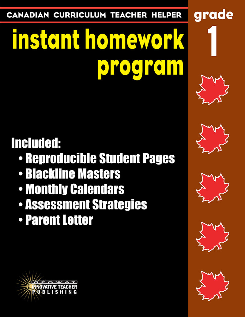 Canadian Curriculum Teacher Helper - Grade 1 - Instant Homework Progra ...