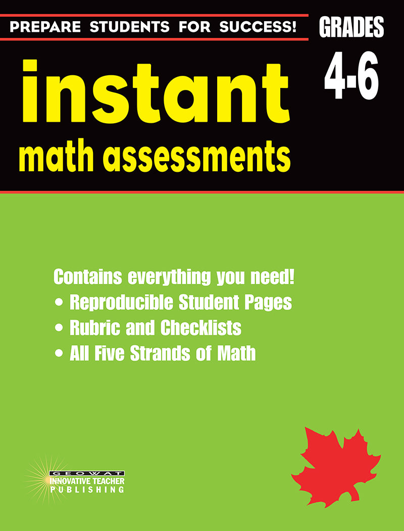 Canadian Curriculum Teacher Helper - Instant Math Assessments Gr. 4-6 ...