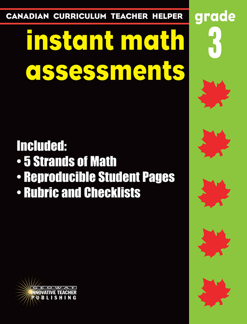 Canadian Curriculum Teacher Helper - Grade 3 - Instant Math Assessment ...
