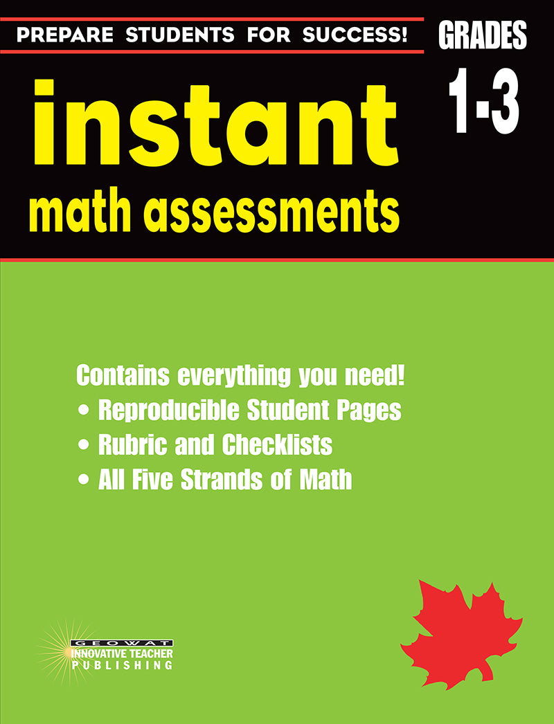 Canadian Curriculum Teacher Helper - Instant Math Assessments Gr. 1-3 ...