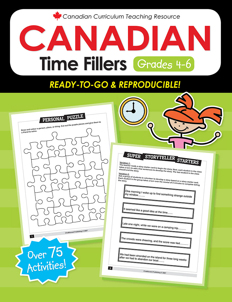 Canadian Curriculum Teaching Resource - Canadian Time Fillers Grades 4 ...