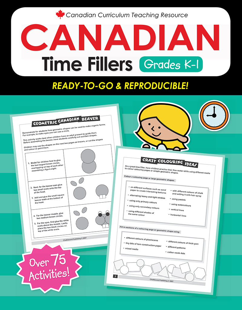 Canadian Curriculum Teaching Resource - Canadian Time Fillers Grades K ...