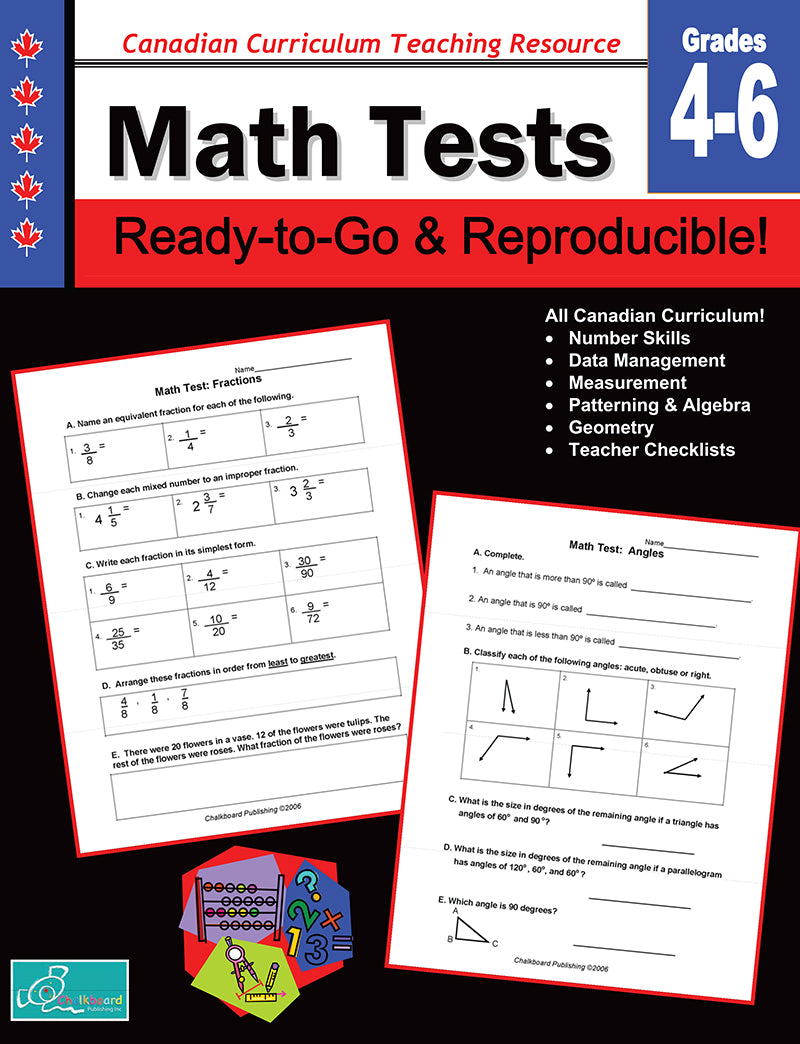 Canadian Curriculum Teaching Resource - Math Tests Grades 4-6 — Volumes ...
